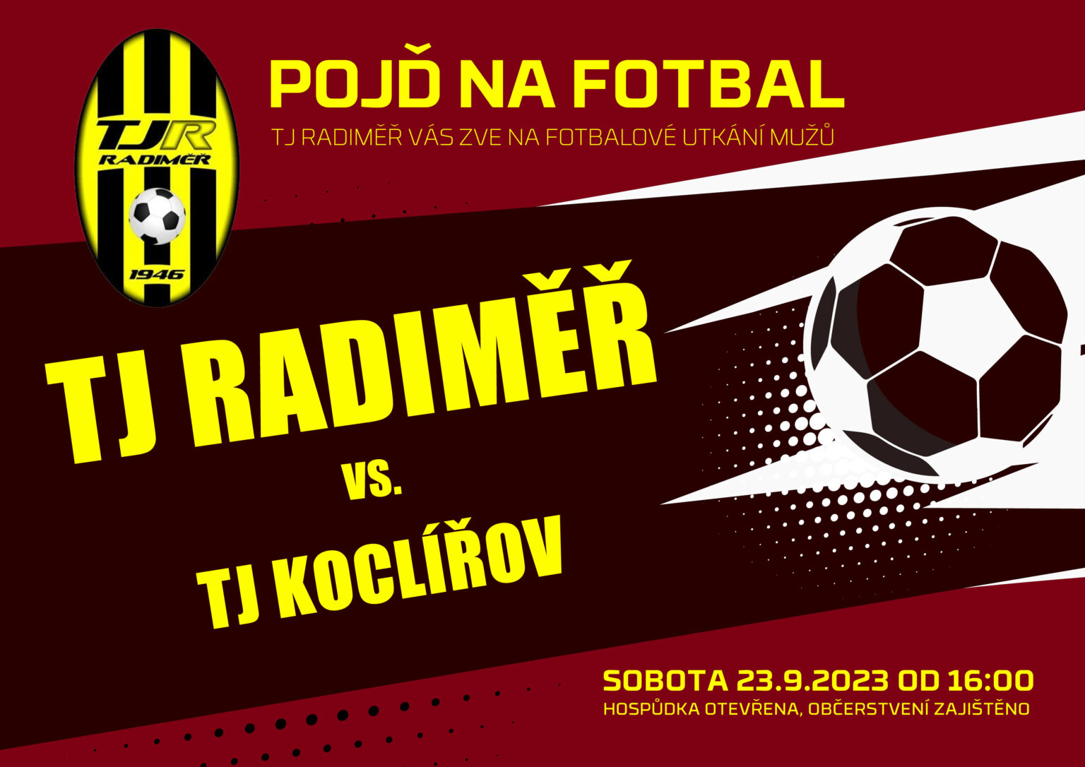 Fotbalové utkání TJ Radiměř vs. TJ Koclířov – Městys Radiměř